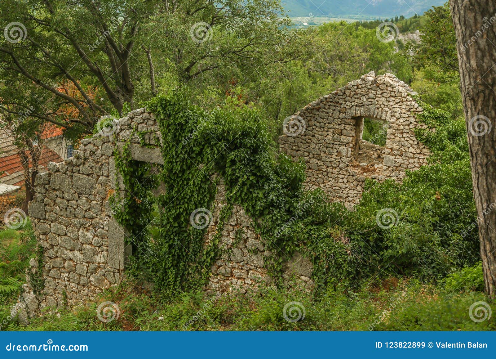 Ruin of stone house. stock image. Image of broken, interior - 123822899