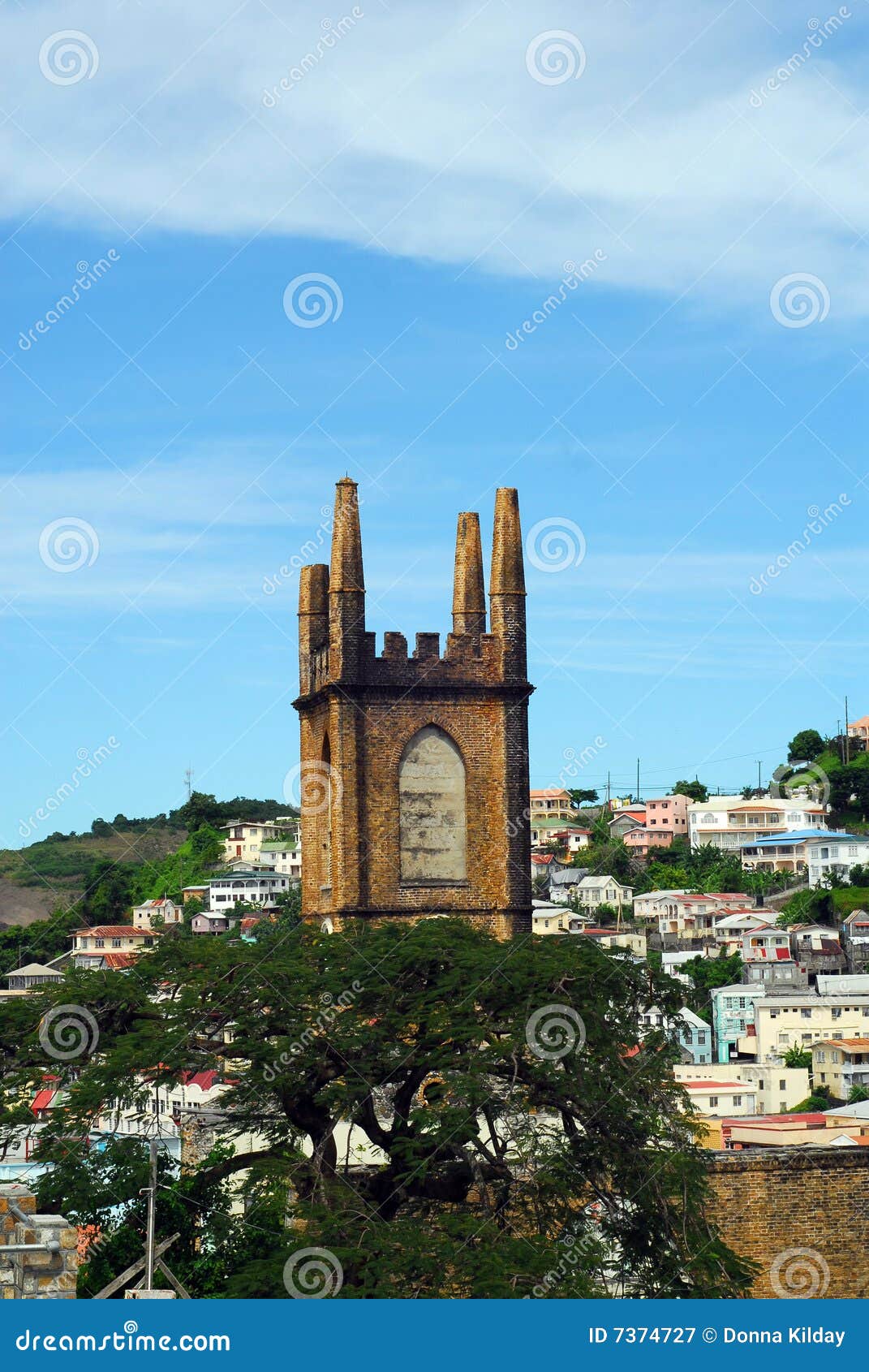 Ruin of Tower in Caribbean stock image. Image of city - 7374727