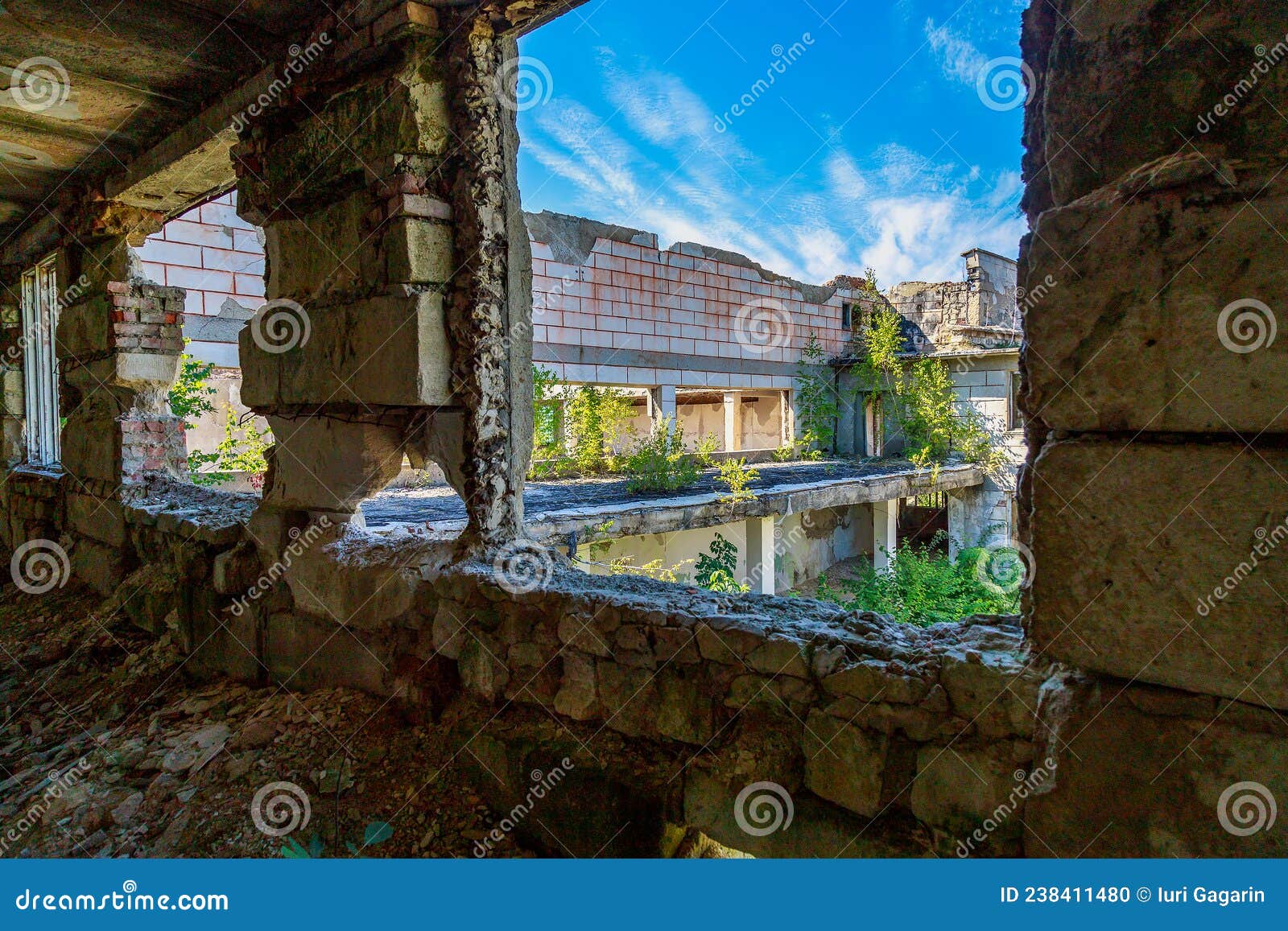 Ruined and Abandoned Building. Unusual Details of Apocalyptic ...