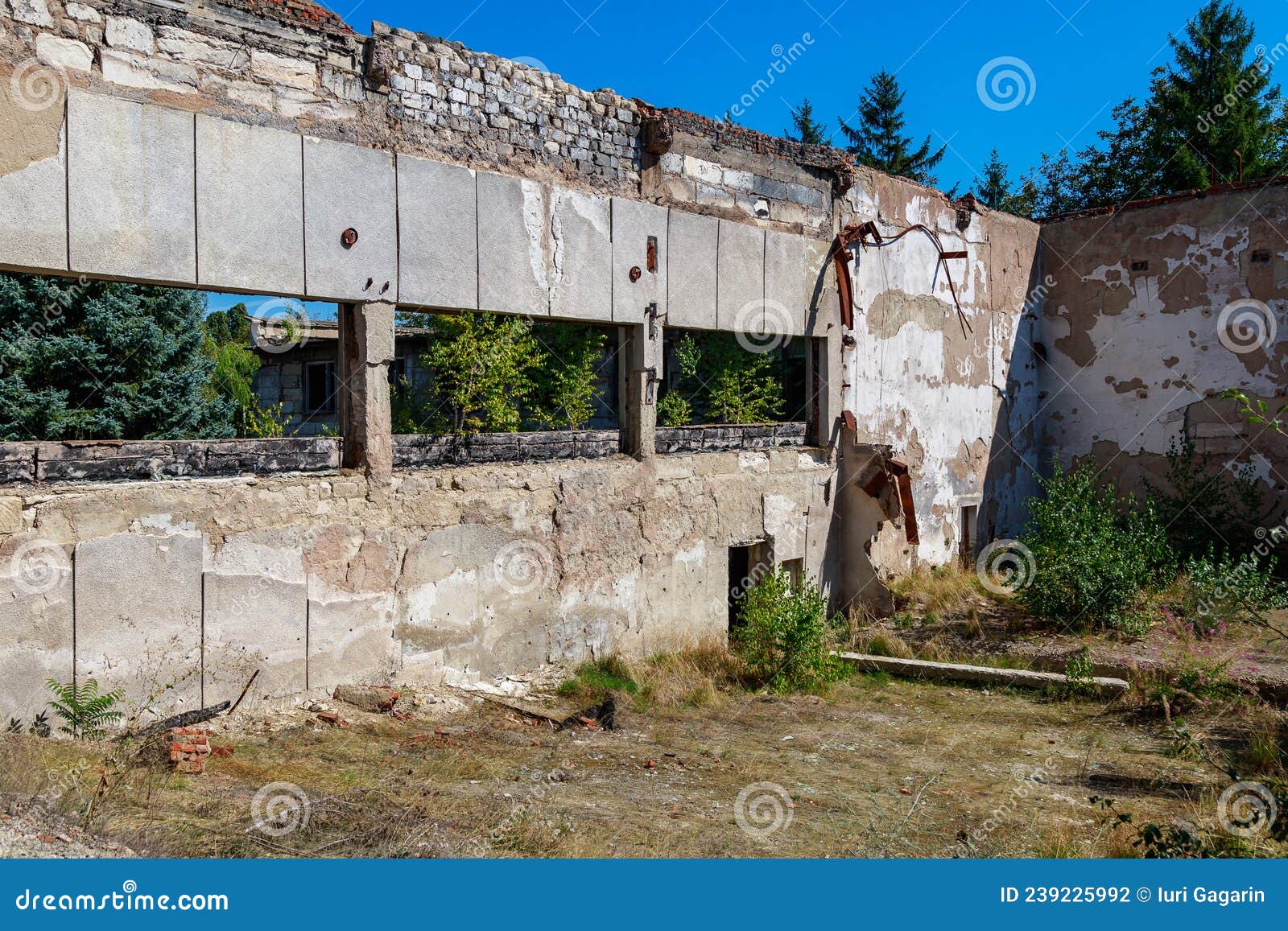 Ruined and Abandoned Building. Unusual Details of Apocalyptic ...
