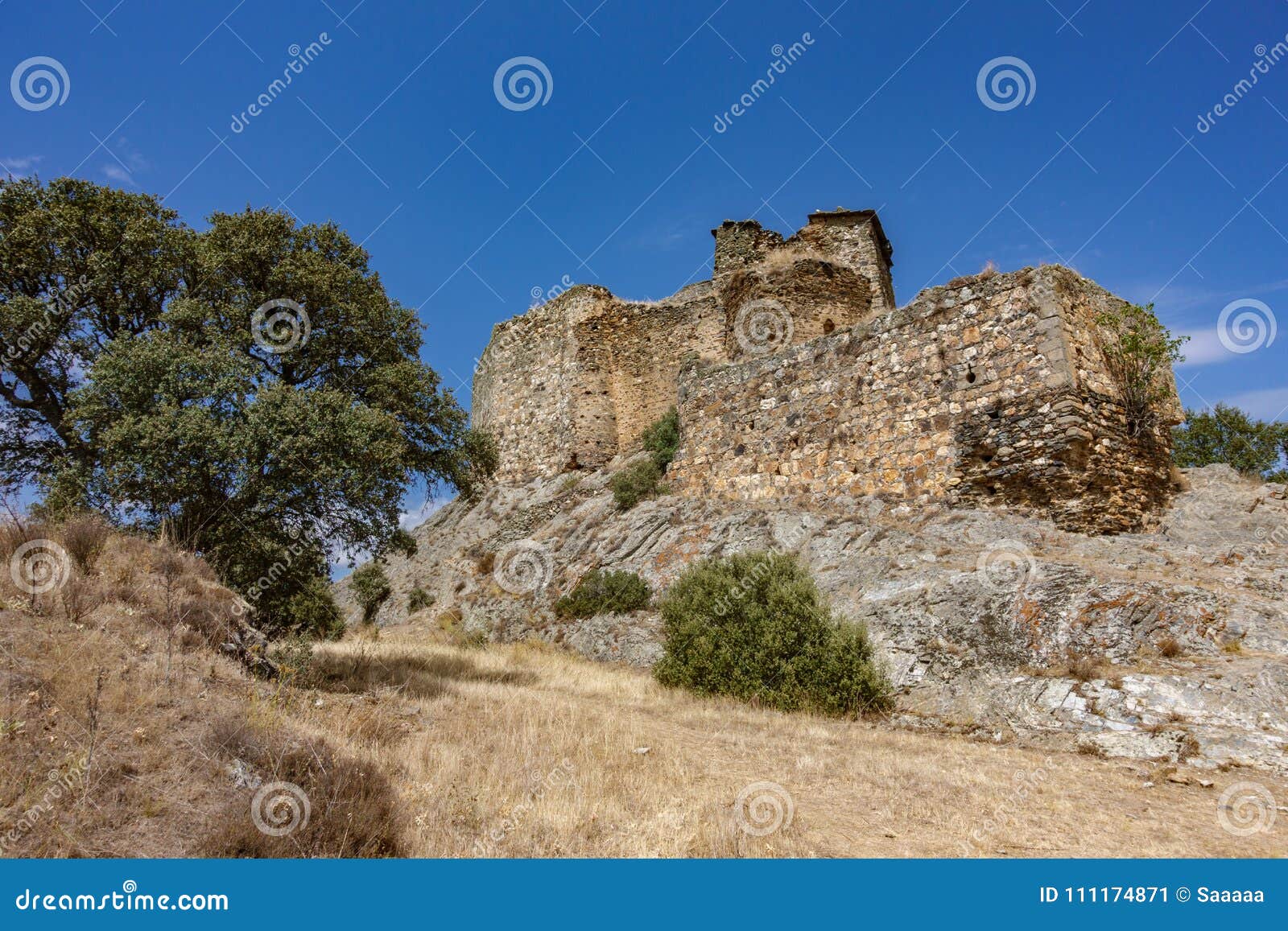 Ruined Alba Castle Over the Rocks Against Blue Sky Stock Image - Image ...
