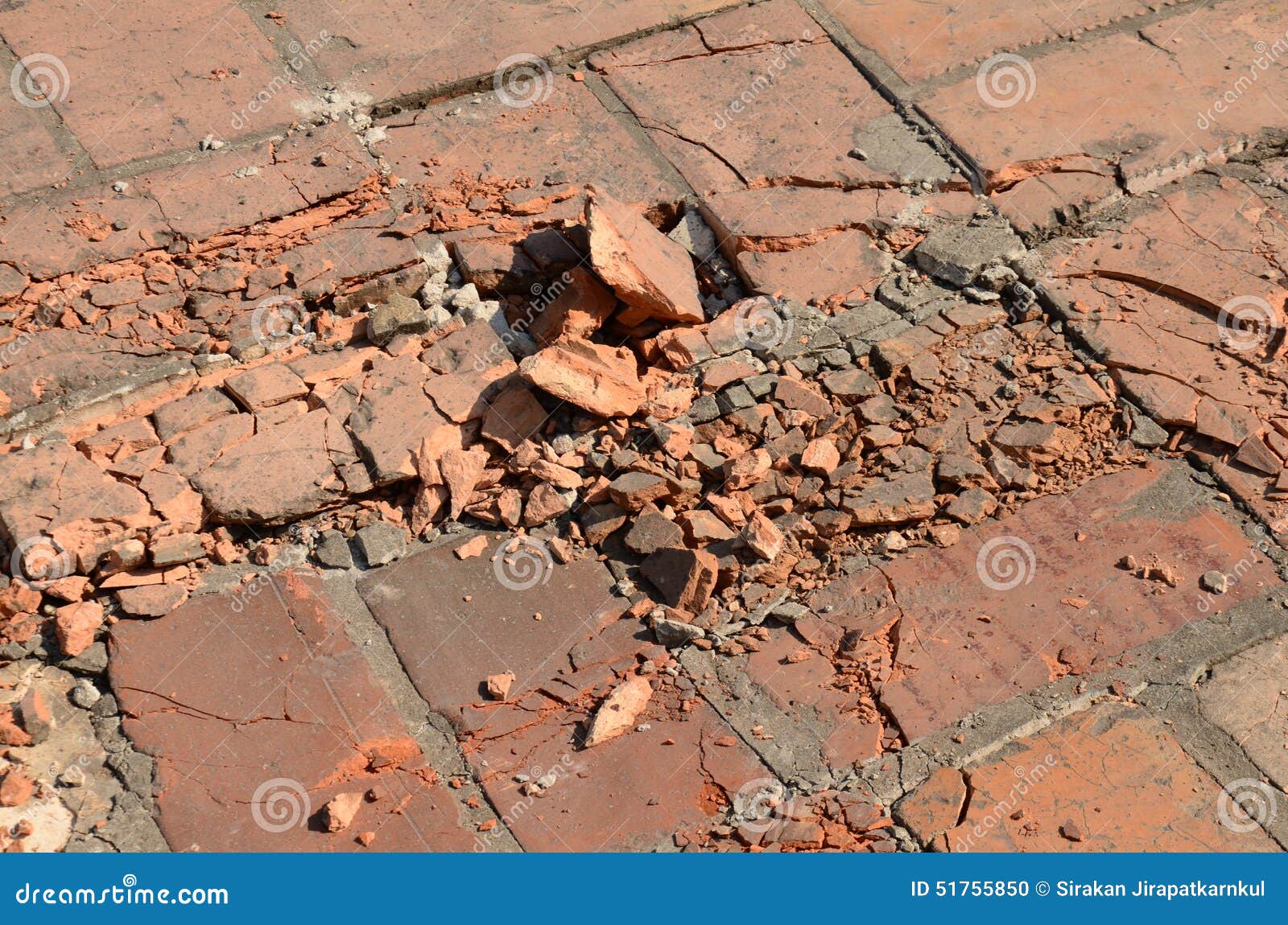 Ruined brick floor stock photo. Image of floor, brick - 51755850