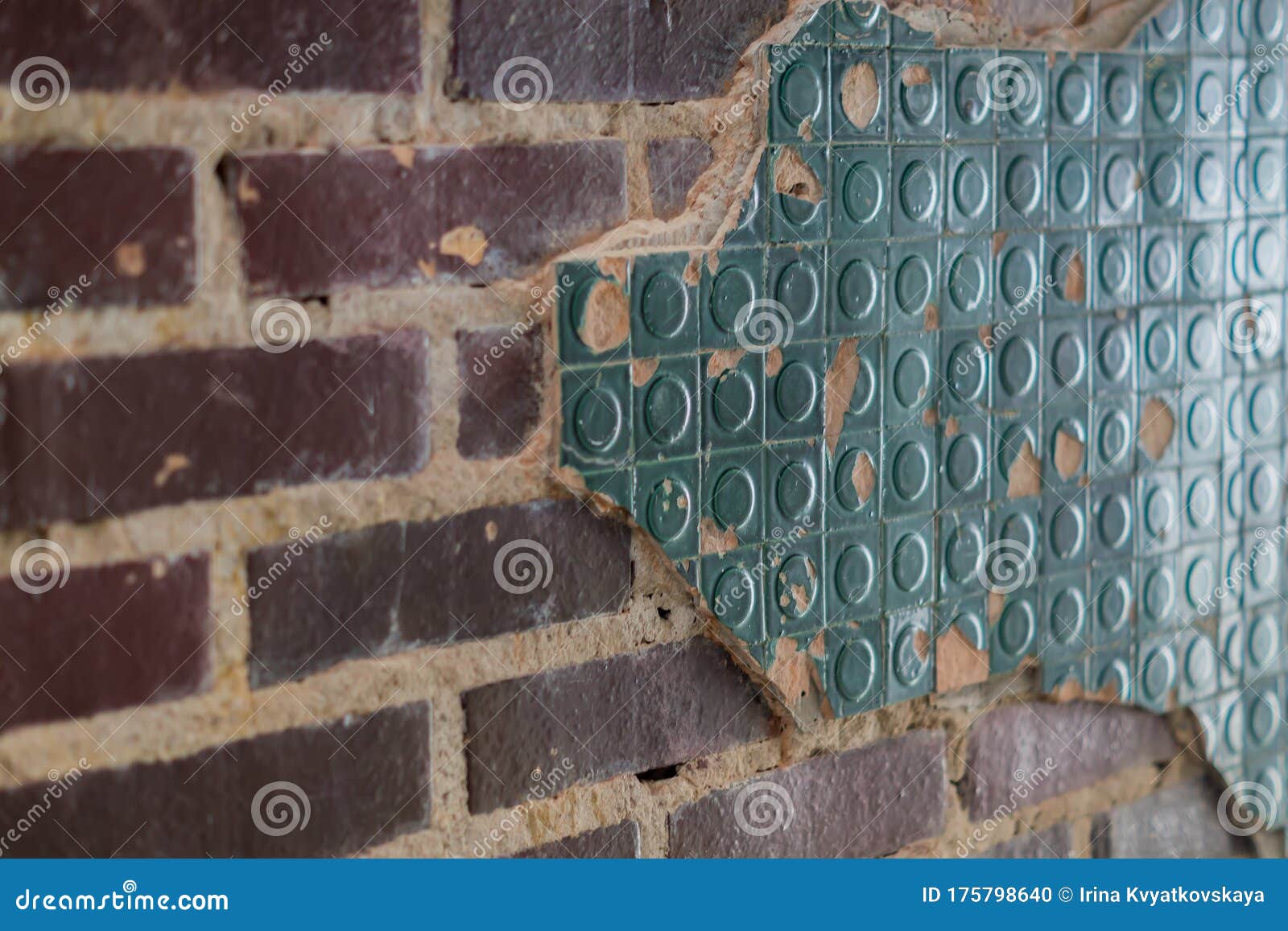 Ruined Brick and Tile Background Texture Stock Photo - Image of surface ...