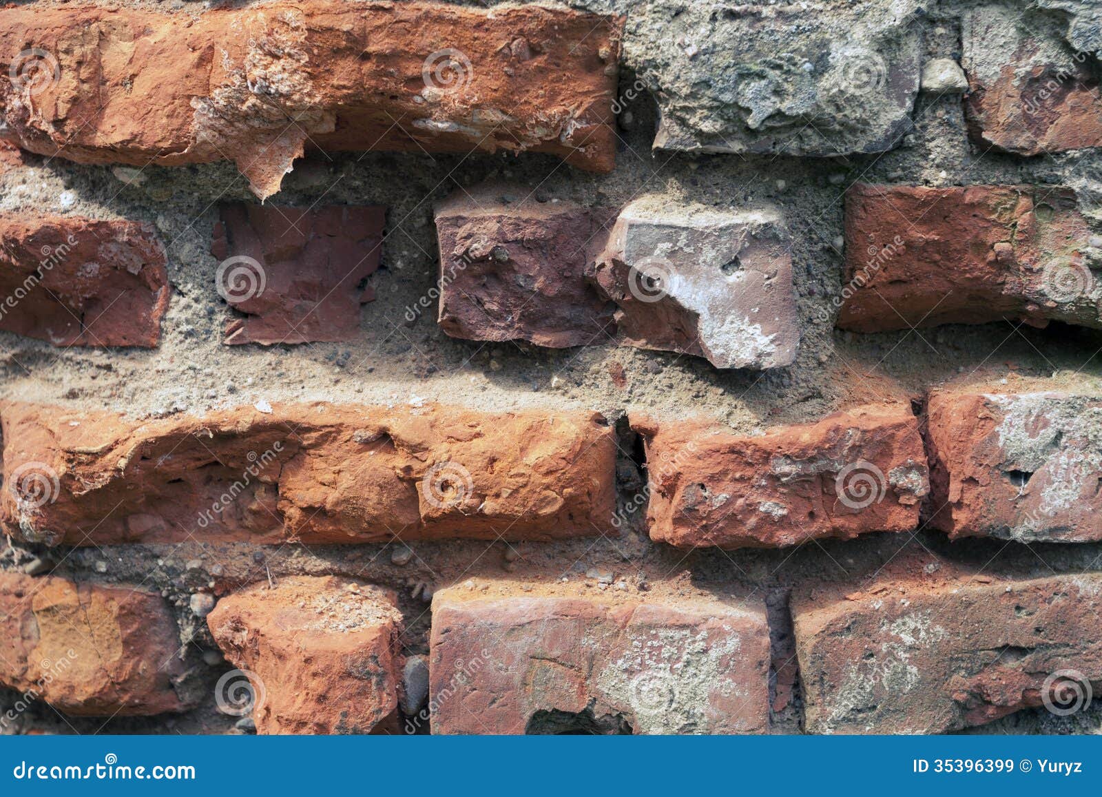 Ruined brick wall stock image. Image of architecture - 35396399