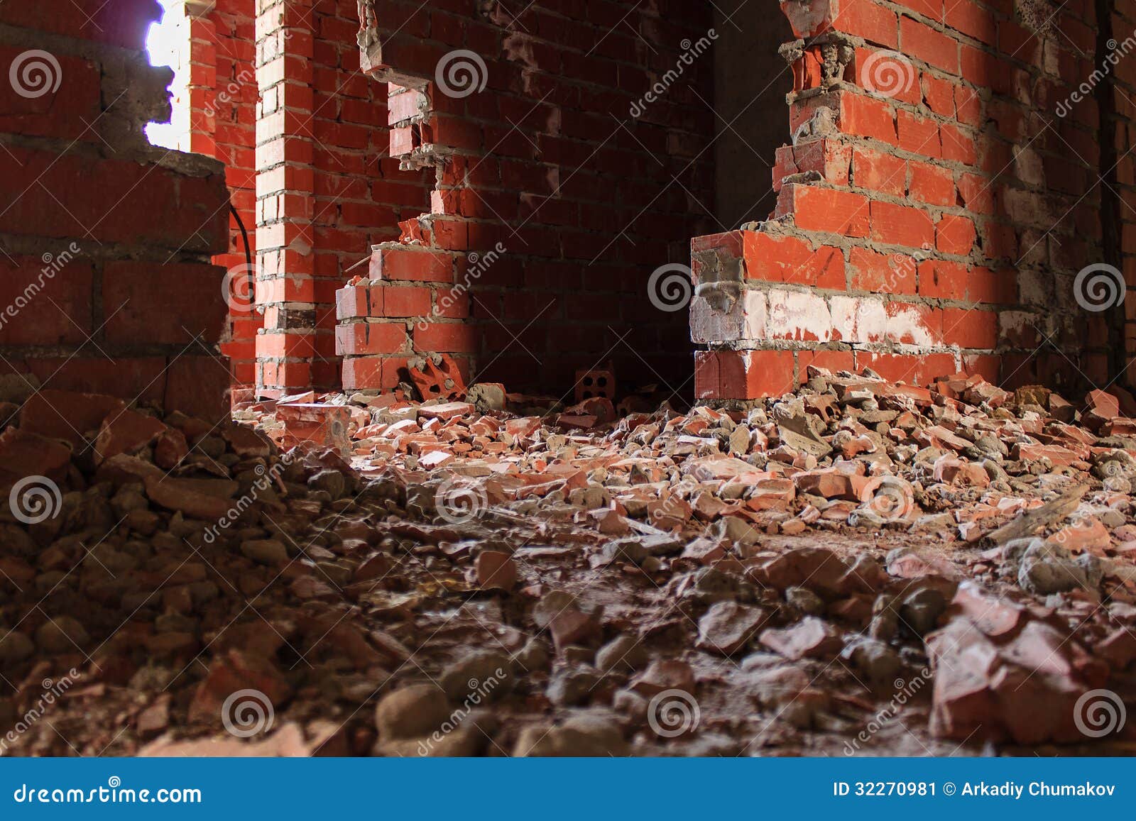 Ruined brick wall stock image. Image of decorative, grunge - 32270981