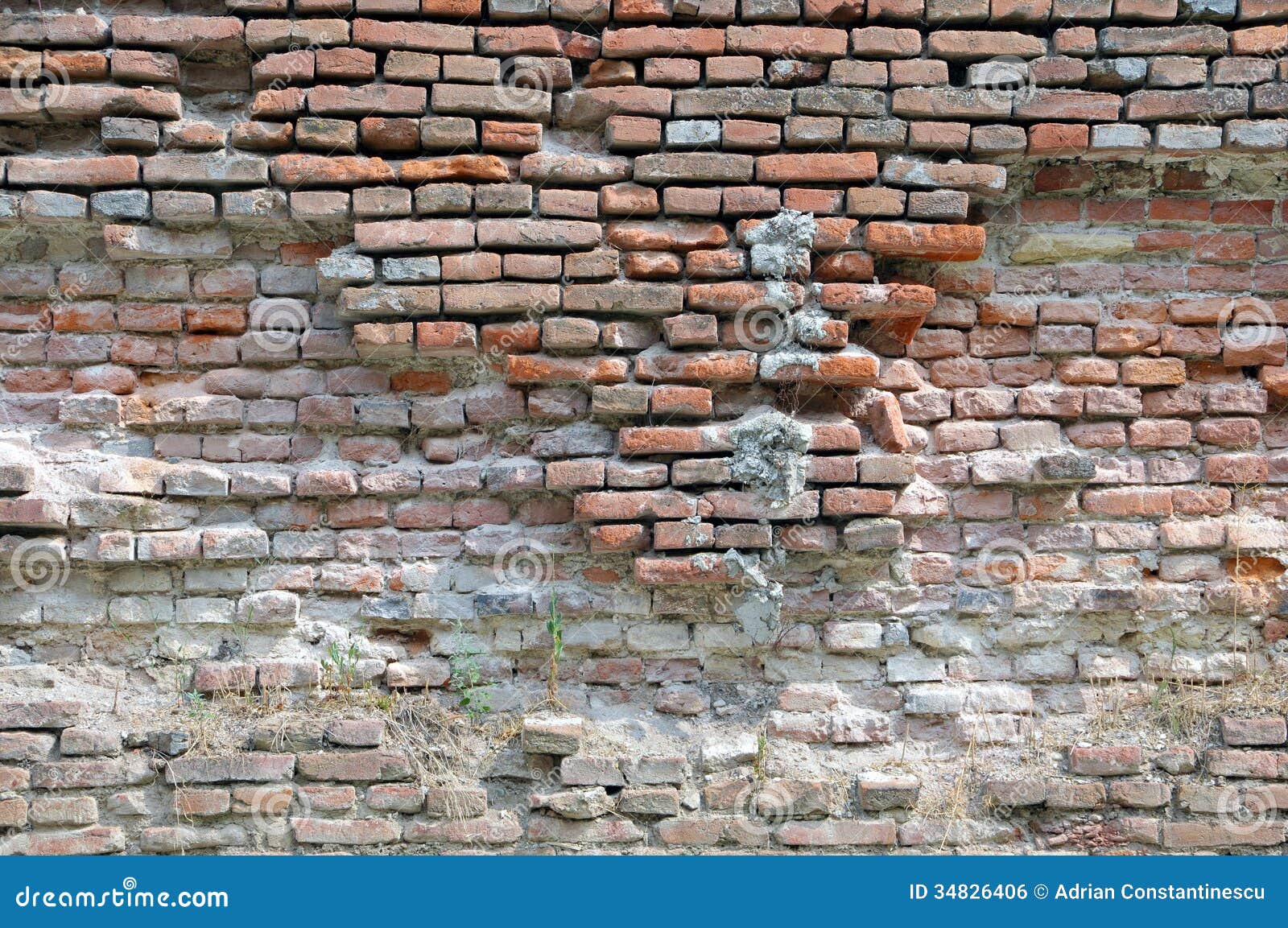Ruined brick wall stock photo. Image of backgrounds, cement - 34826406
