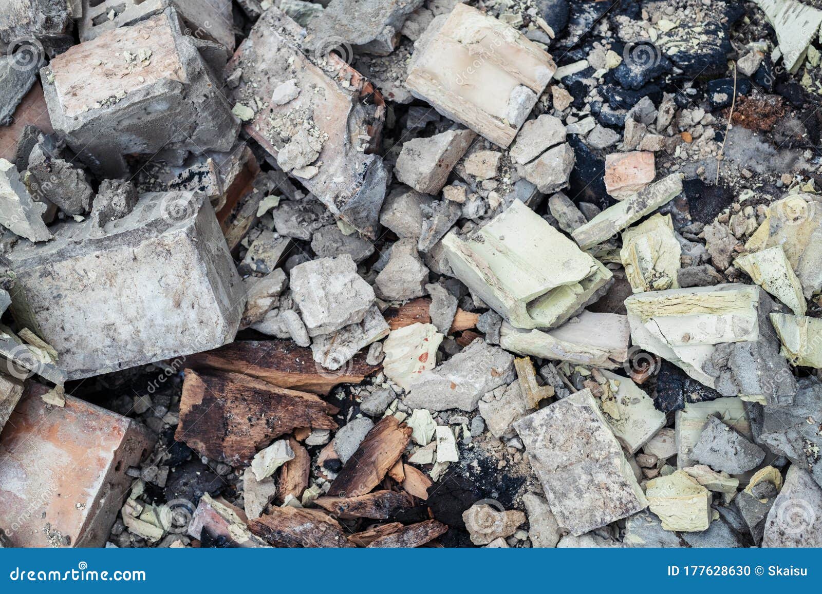 Ruined Bricks from Old House. Stock Photo - Image of bricks, cement ...