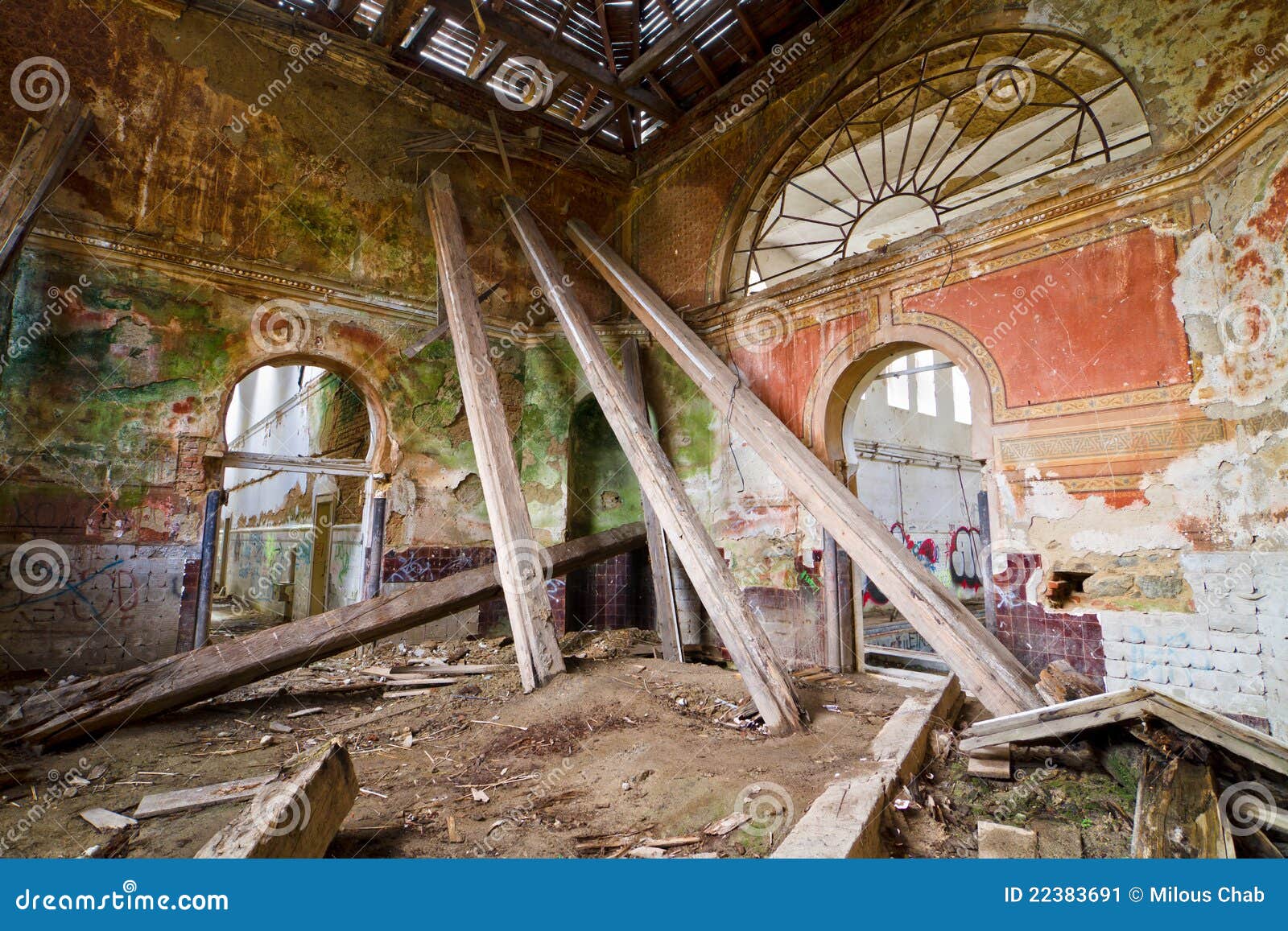 Old Ruined Building. Fragment Of Architecture. Brickwork Royalty-Free ...