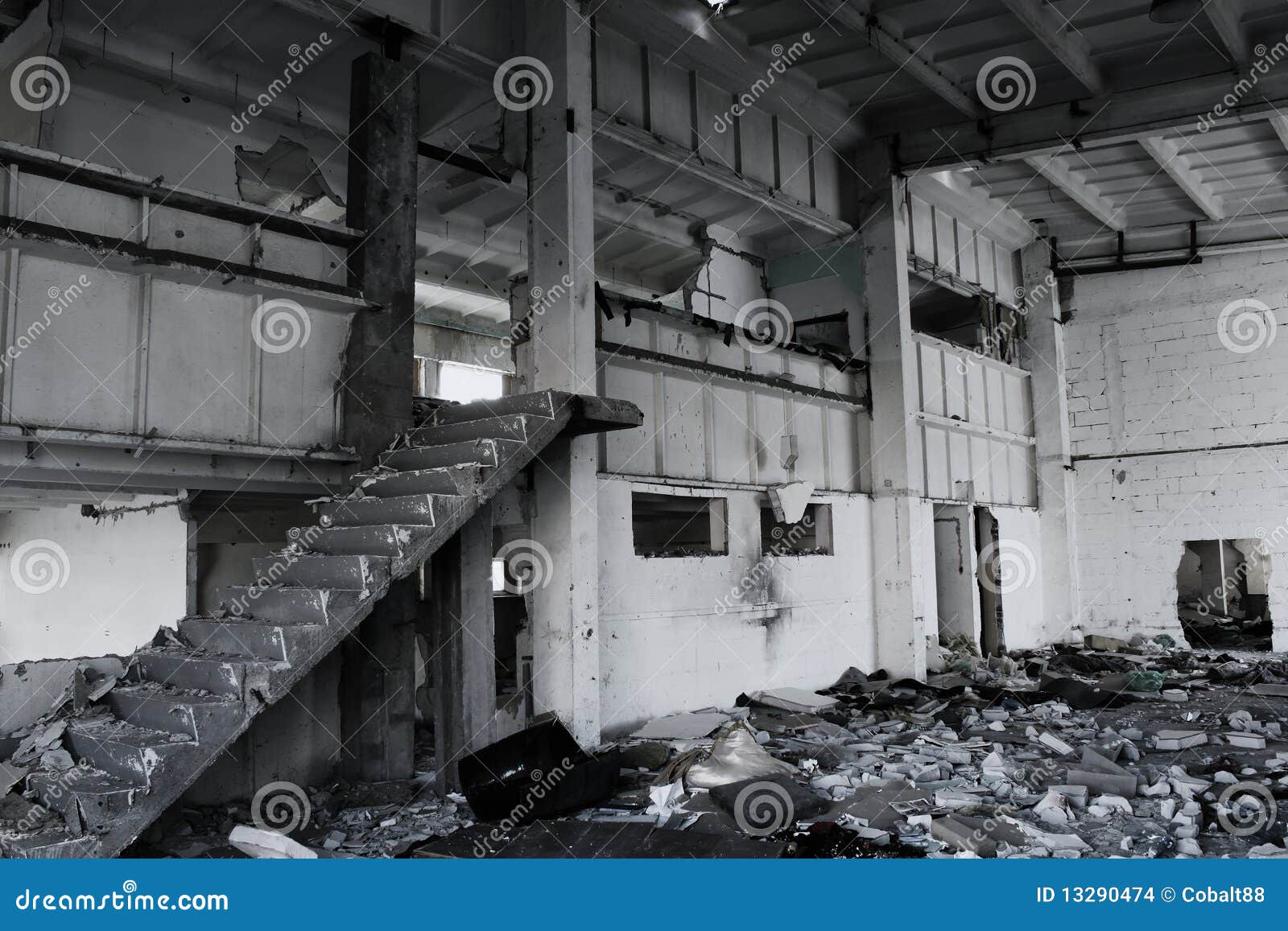 Ruined building interior stock photo. Image of debris - 13290474