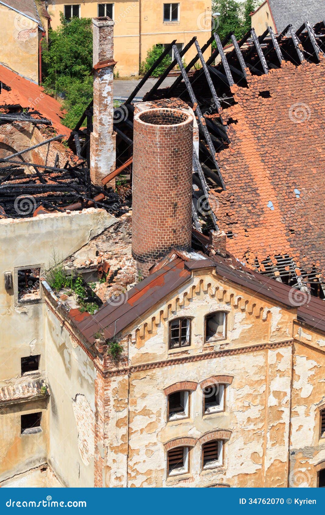 Ruined and Burned Old Factory Stock Photo - Image of dangerous, toxic ...