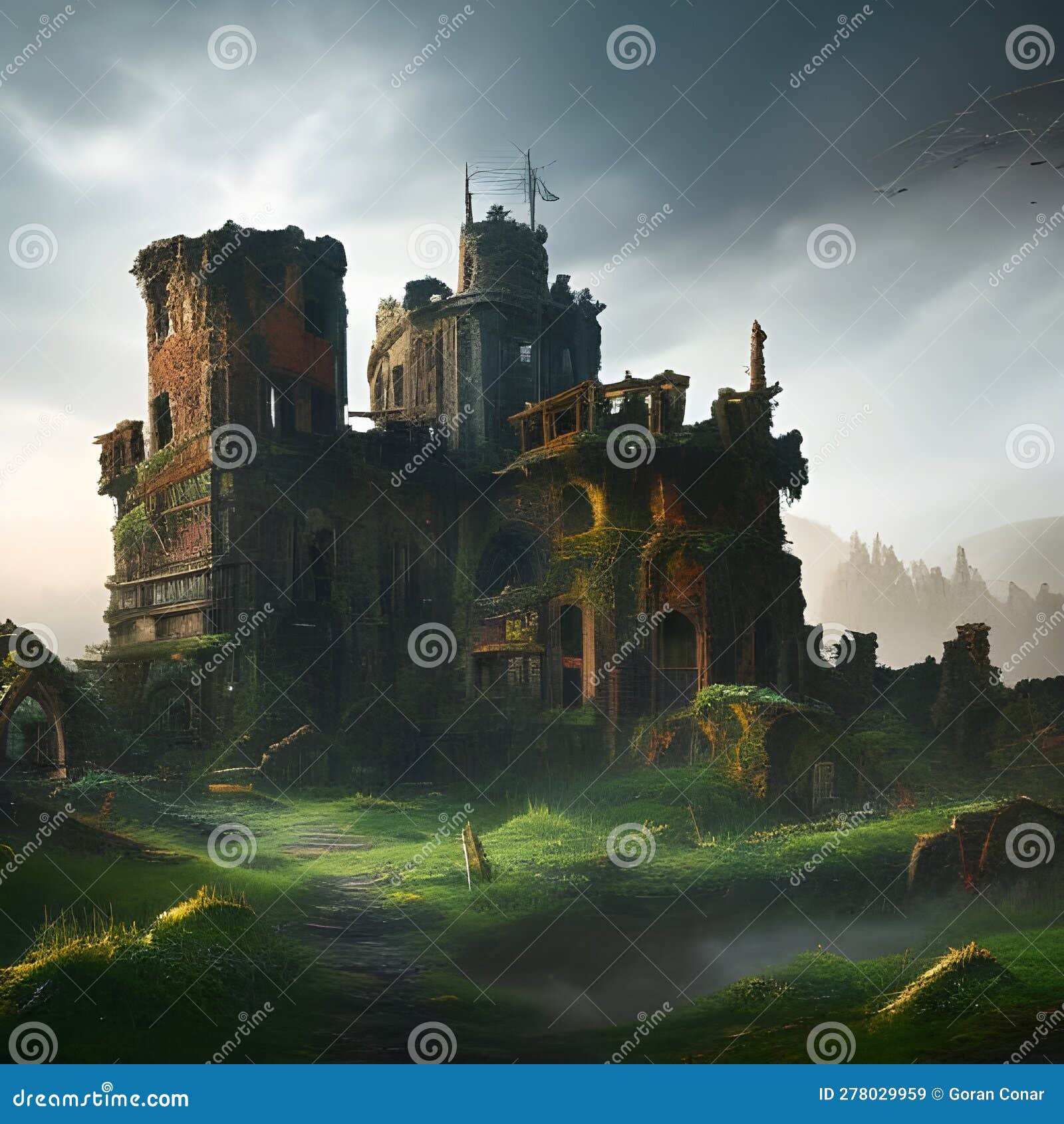 Old Castle With Ruined Tower Cartoon Webpage Vector Illustration ...