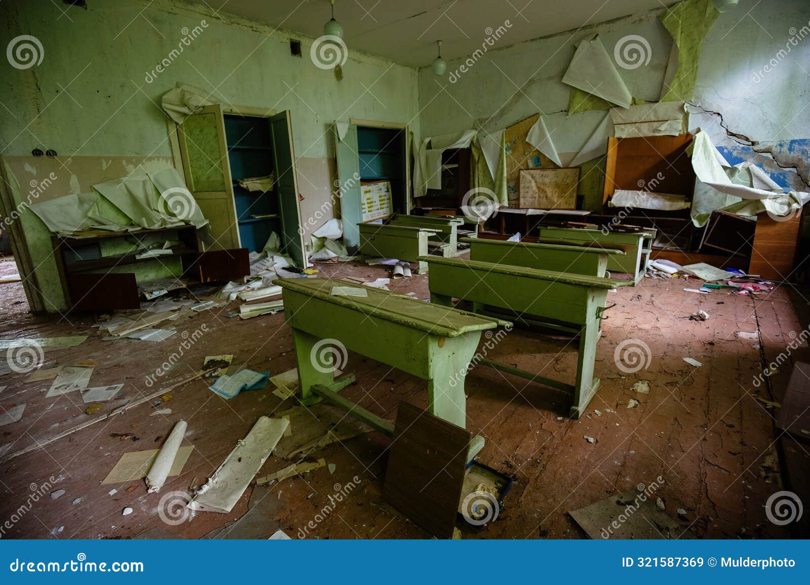 Ruined Classroom in Abandoned School Stock Image - Image of children ...