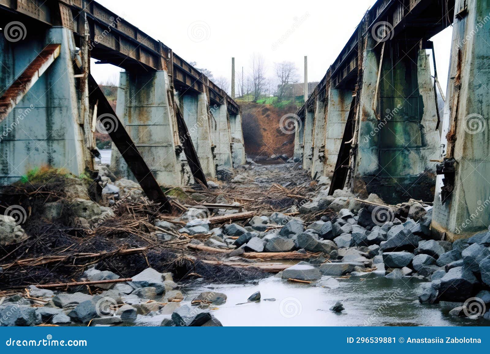 Collapsed Bridge: Symbol Of Downfall - AI Generated Royalty-Free Stock ...