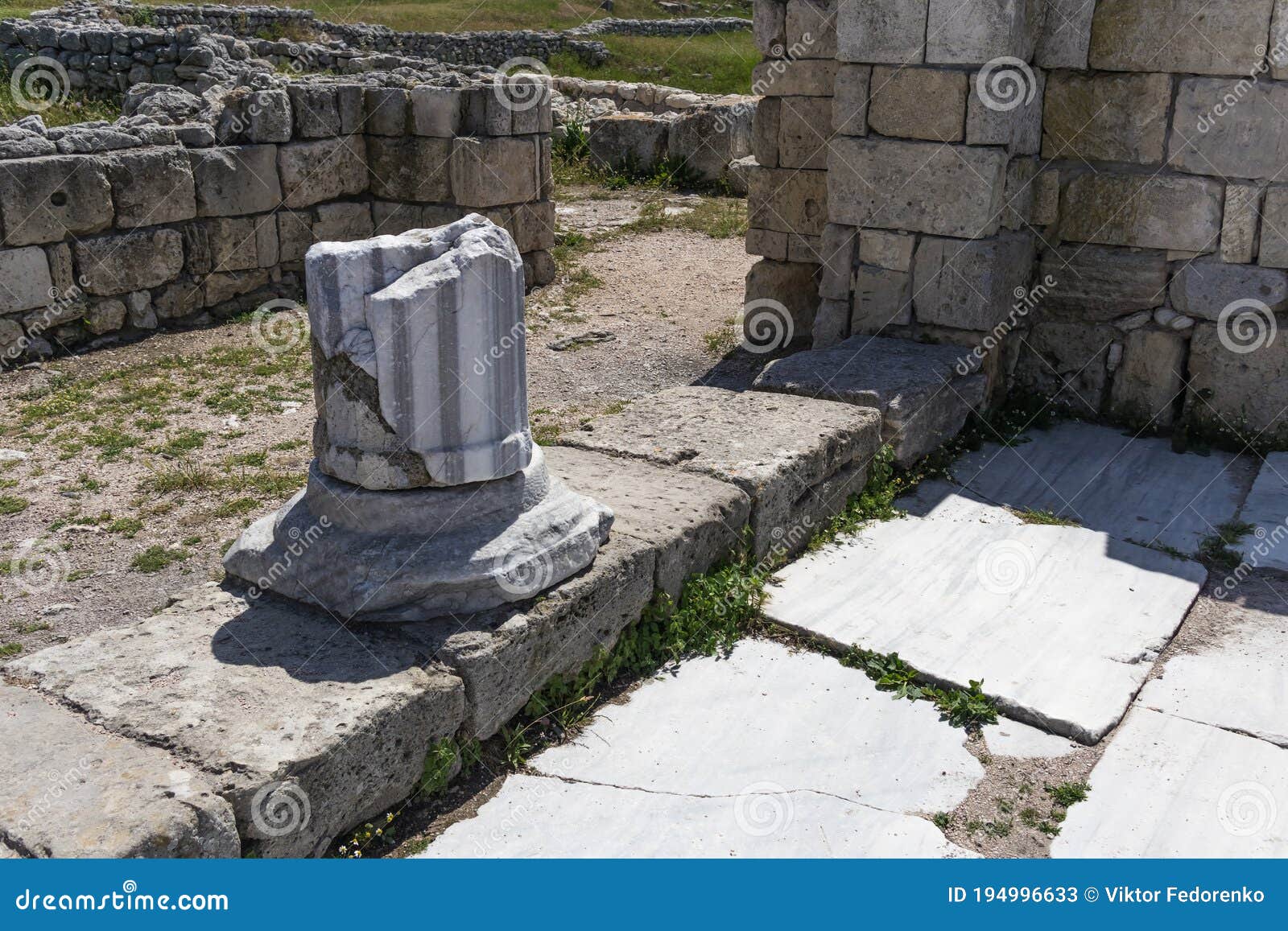 Destroyed Column in an Ancient Greek City Stock Image - Image of perge ...