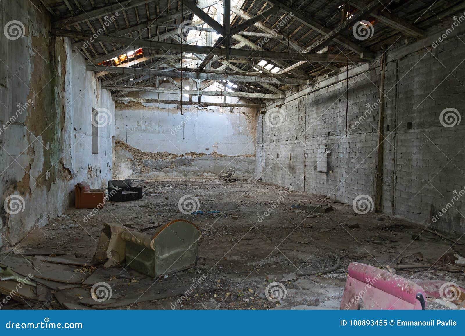 Ruined and Dilapidated Old Building Interior. Stock Image - Image of ...