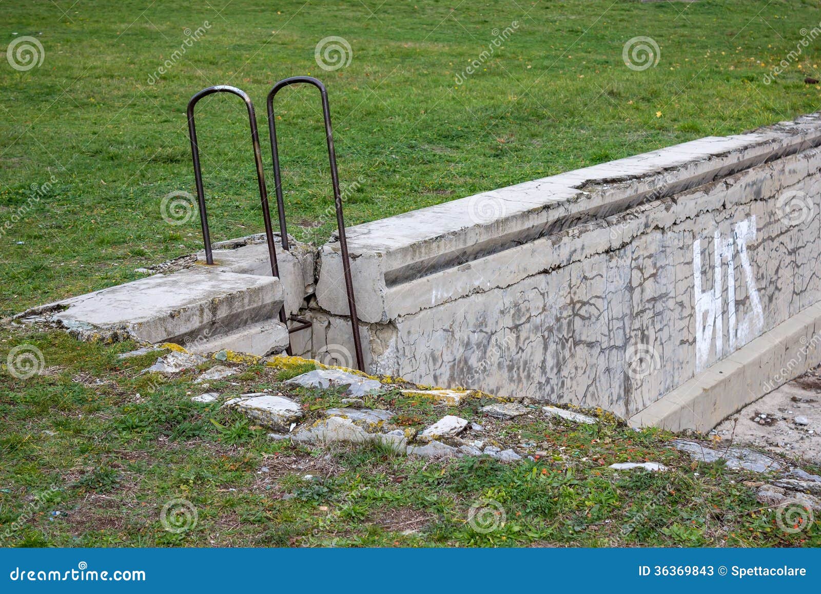 Ruined and Drained Swimming Pool Stock Image - Image of architectural ...