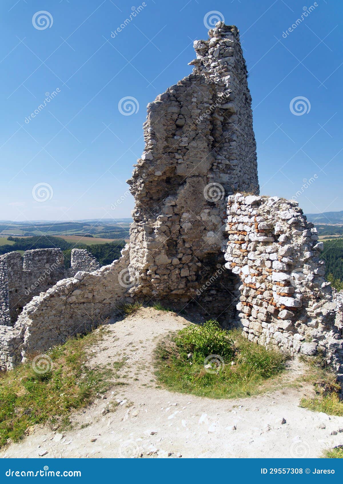 Ruined Fortification Tower of Cachtice Castle Stock Photo - Image of ...