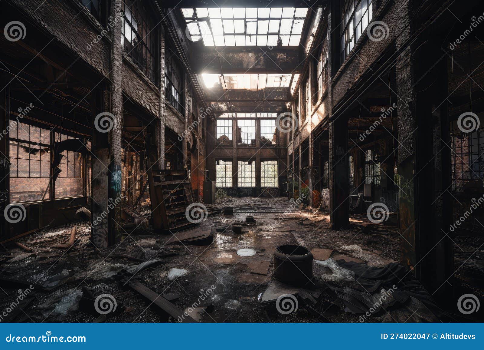 Ruined Industrial Building, with Broken Windows and Missing Doors, and ...