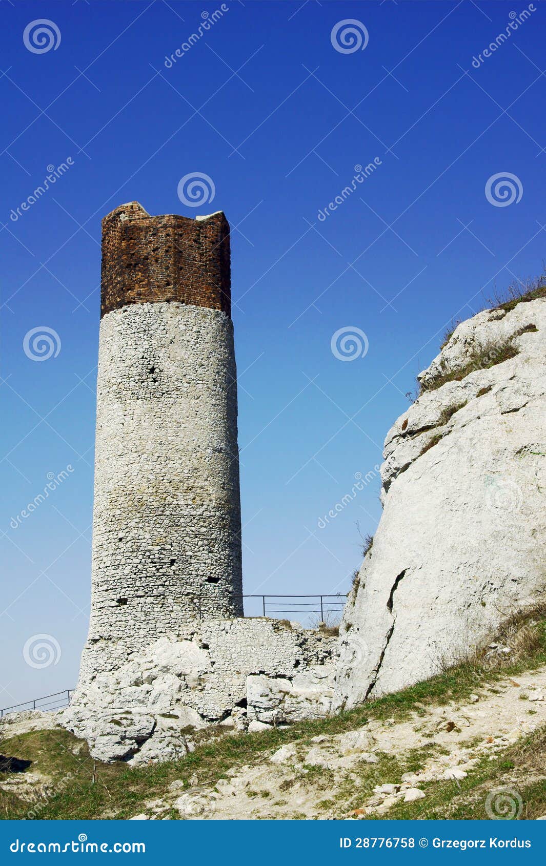 Ruined Medieval Castle with Tower in Olsztyn Stock Photo - Image of ...