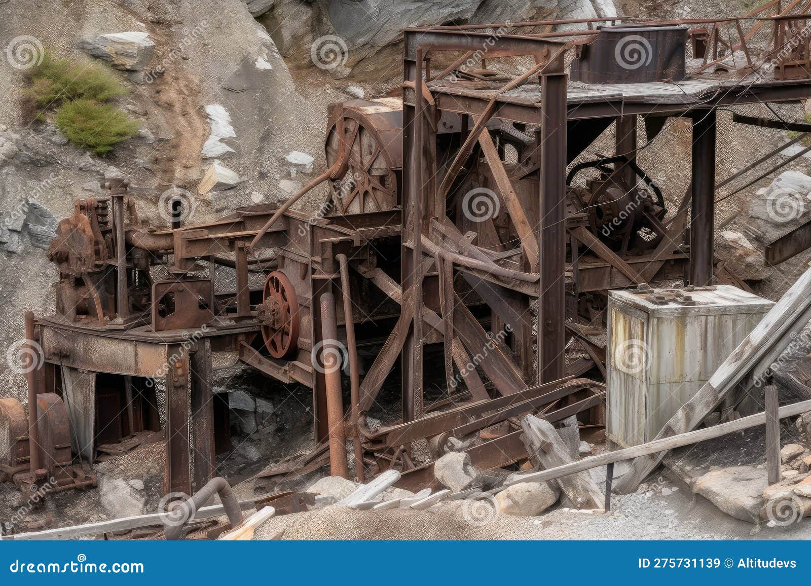 Ruined Mine, with Broken and Rusting Equipment, Offering Glimpse into ...