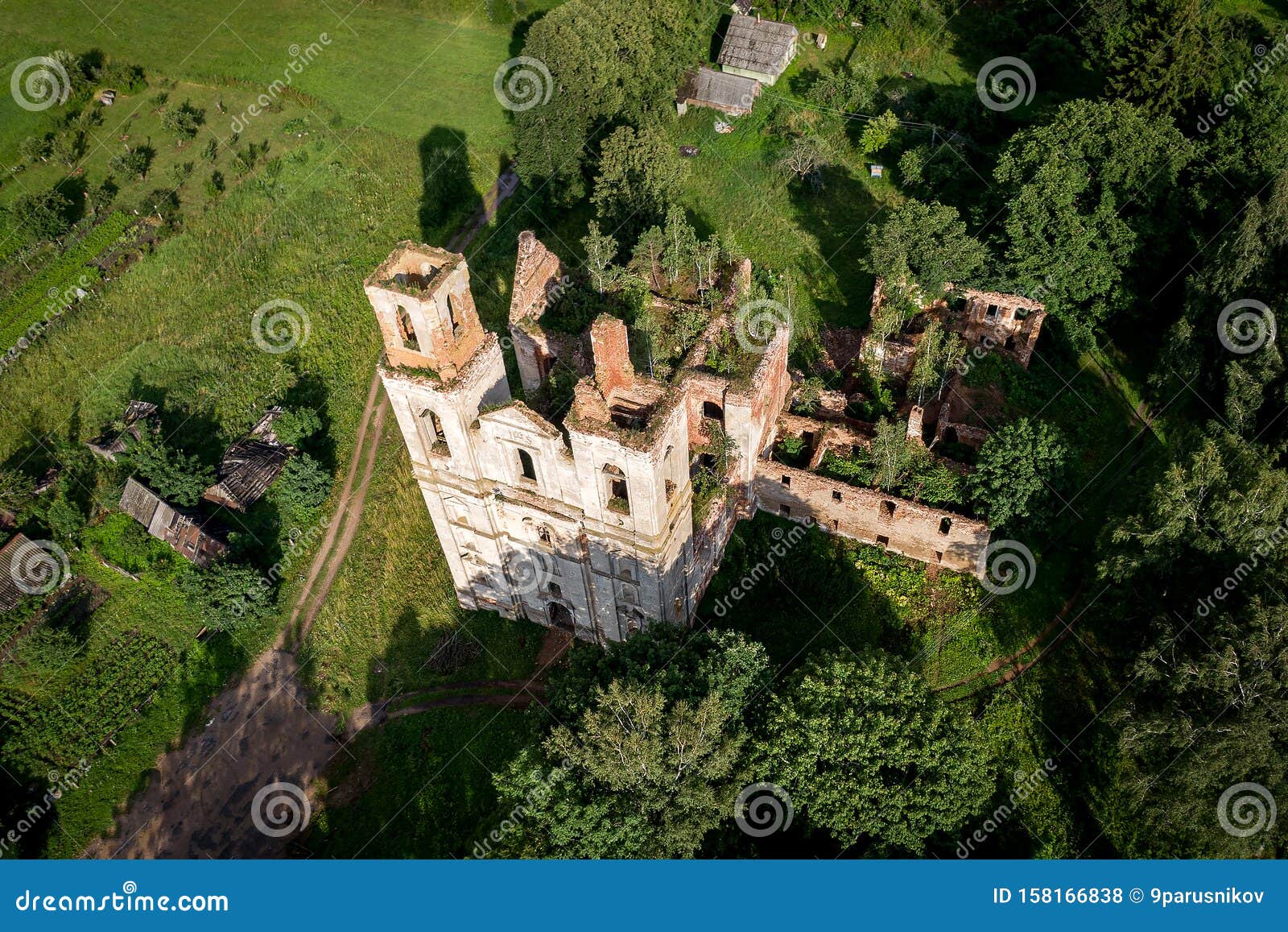 Ruined Old Church. Top View Stock Photo - Image of misty, cathedral ...