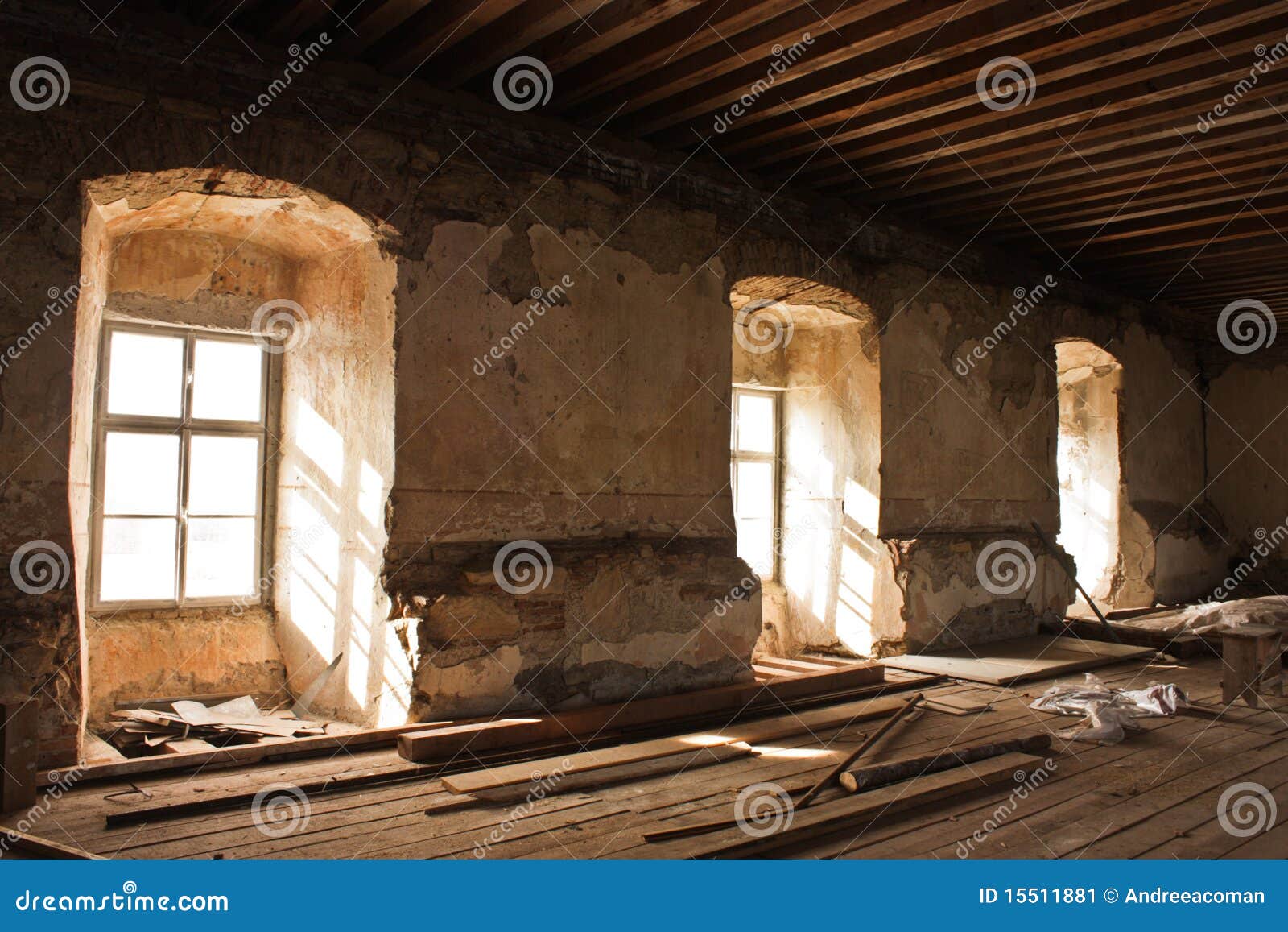 Ruined old room stock image. Image of damage, hazardous - 15511881