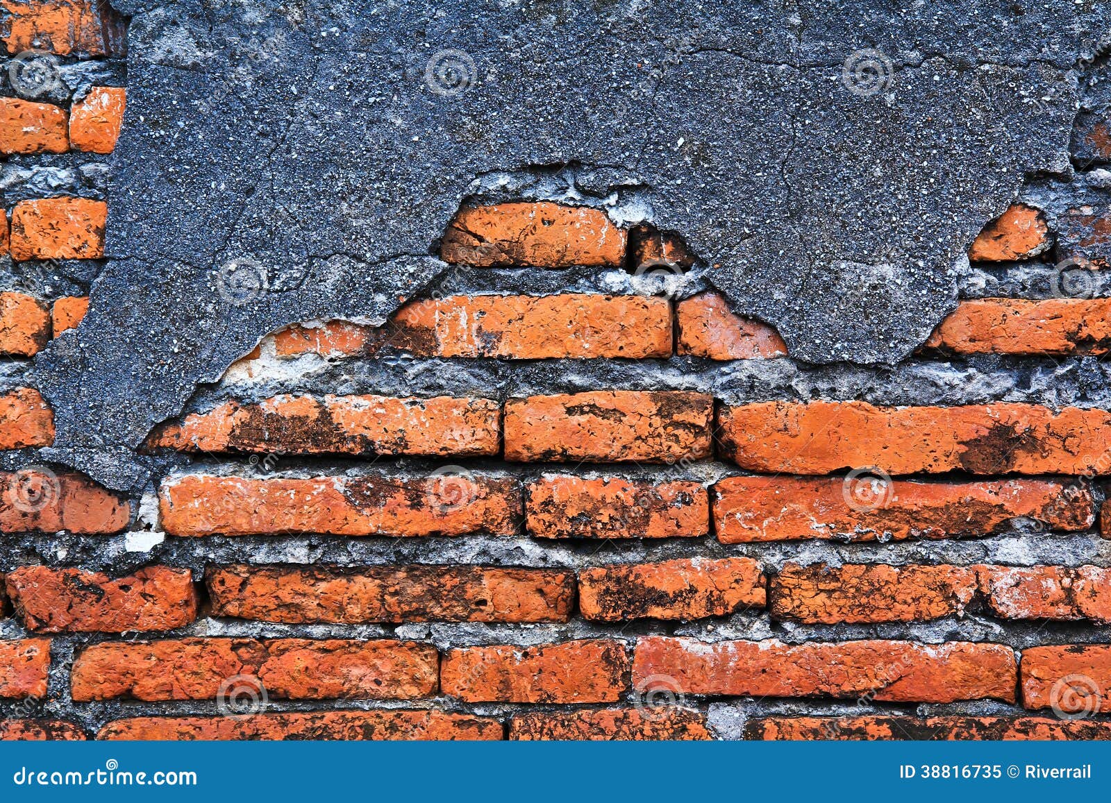Ruined red brick wall stock image. Image of crisp, concrete - 38816735