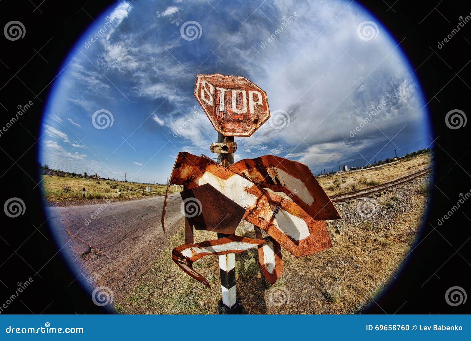 Ruined road sign Stop stock photo. Image of city, bended - 69658760