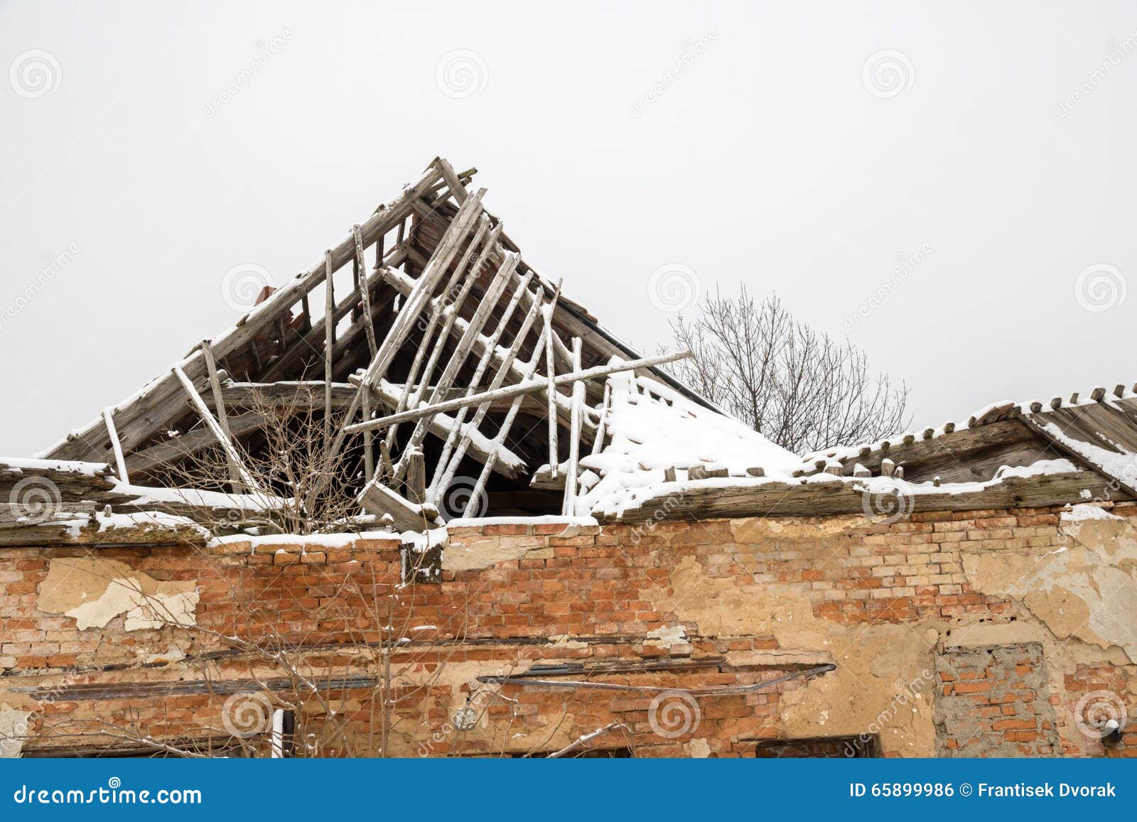 Ruined roof stock photo. Image of bushes, construction - 65899986
