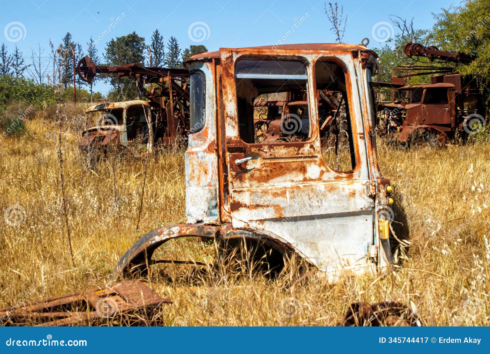Ruined Rusty Lorry Cabin Abandoned on the Grasses Stock Image - Image ...