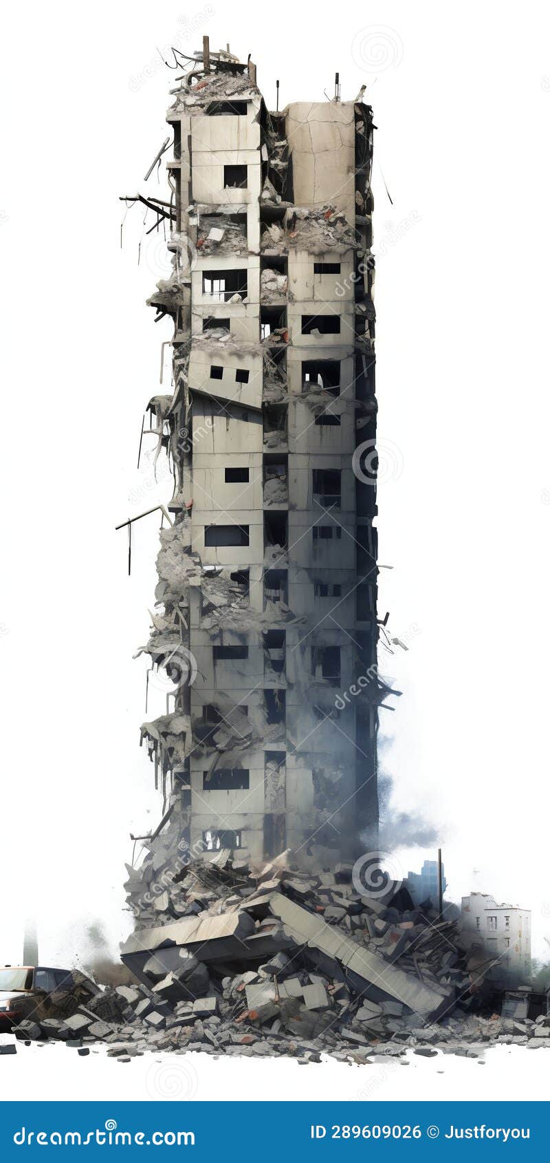 Ruined Skyscraper Isolated on White Background. Generative Ai Stock ...