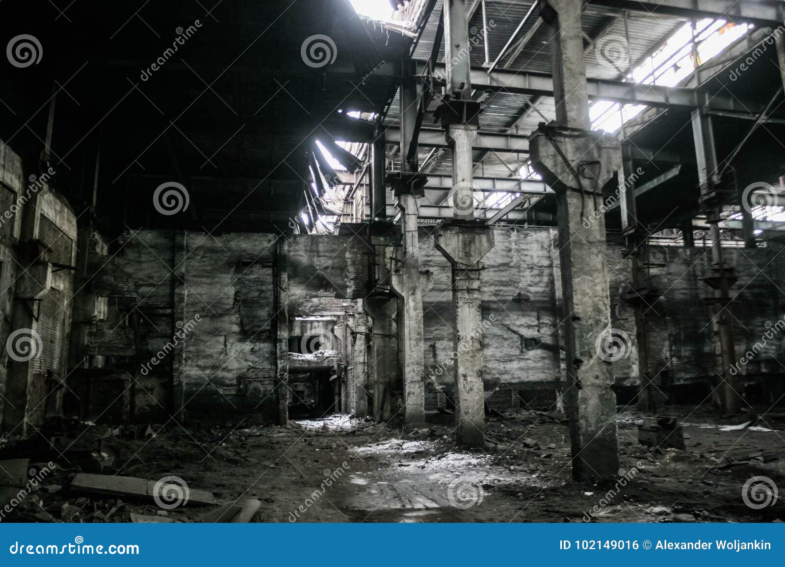 Ruined soviet factory stock photo. Image of ruined, destroyed - 102149016