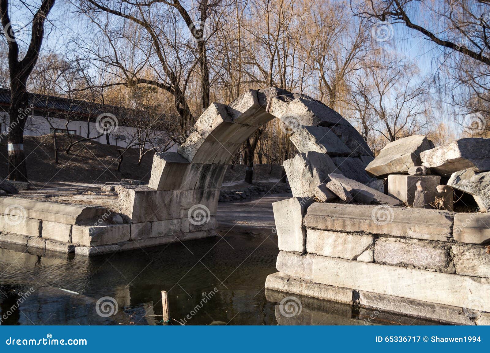 Old Ruined Stone House In The Village. Red Brick House Built In The ...
