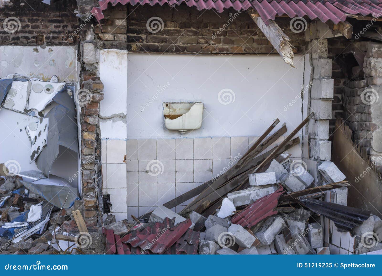 Ruined Wall after House Demolition Stock Image - Image of dirt, horror ...