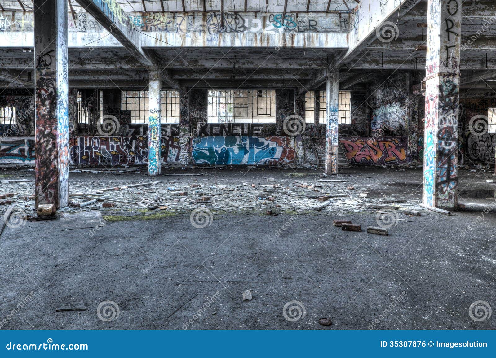 An Old Rundown Warehouse Wall Built Of Wood And Cement Royalty-Free ...