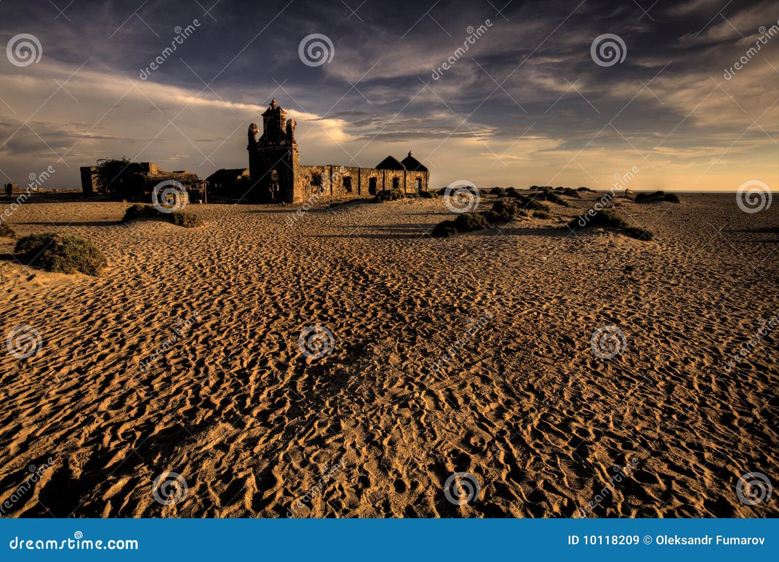 Ruinous Hindu Temple on the Sand Stock Image - Image of footstep ...