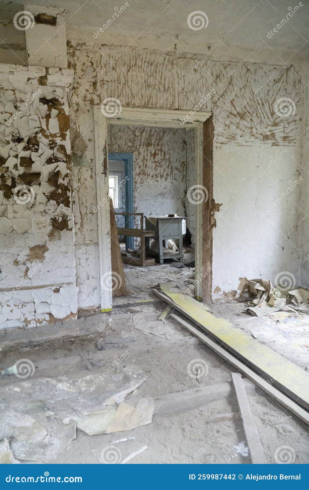 Ruins of Abandonated White House with Some Objects Inside at Chernobyl ...