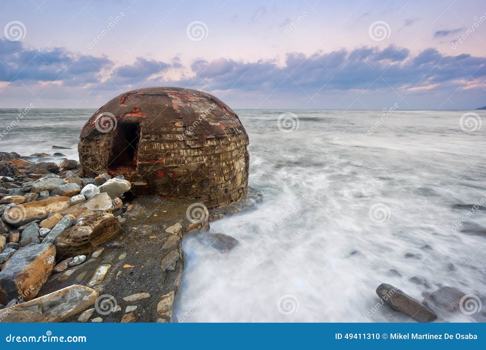 Ruins of Abandoned Bunker on Azkorri Beach Stock Photo - Image of ...