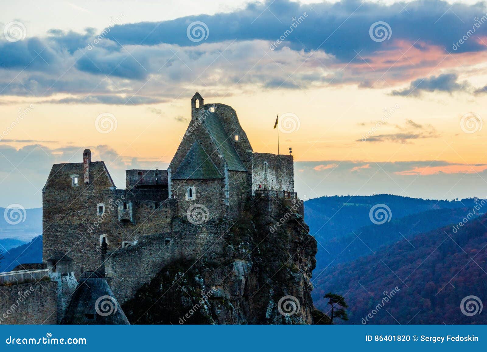 Ruins of Aggstein castle stock photo. Image of building - 86401820