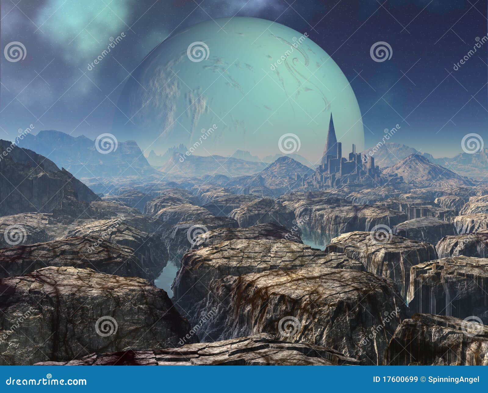 Ruins of Ancient Alien City Stock Illustration - Illustration of ...