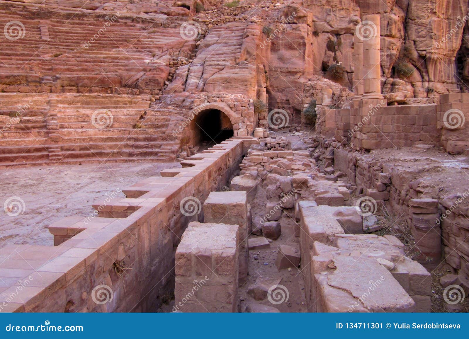 The Ruins of the Ancient Capital of Jordan. Columns of Temples of Red ...