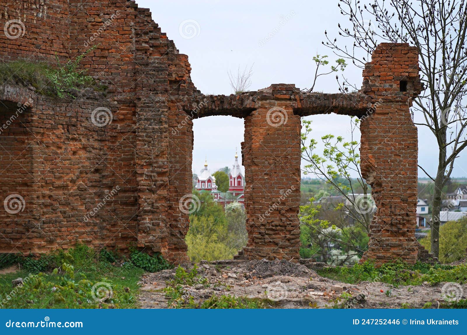 Ruins of an Ancient Castle Ukraine. Ruins of Expressive Red Brick Gate ...