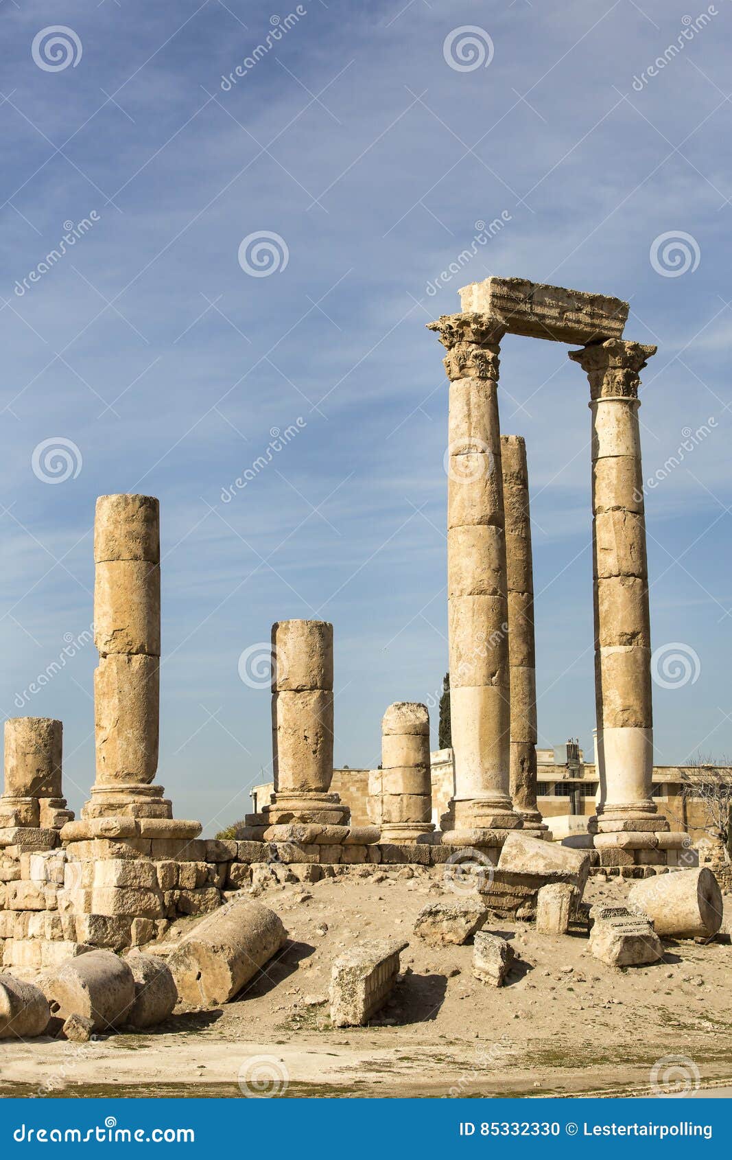 The Ruins of the Ancient Citadel in Amman Stock Photo - Image of ...