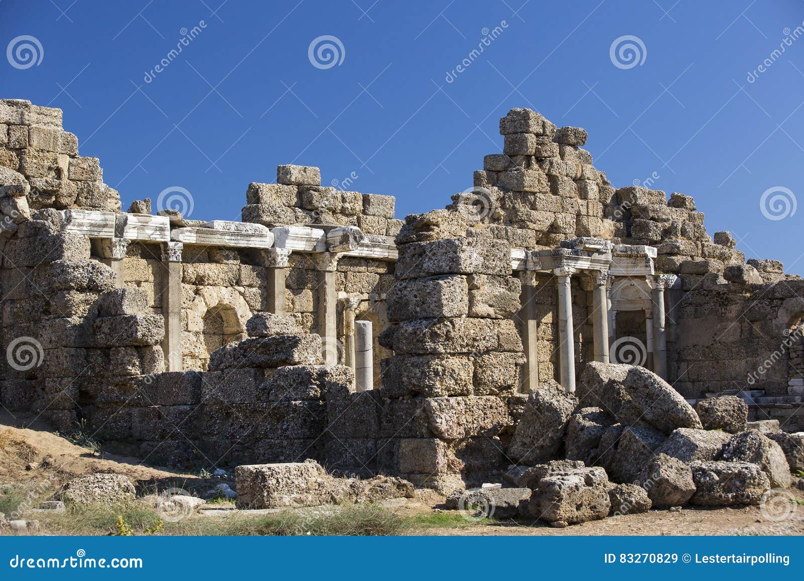 Ruins of the Ancient City of Side Stock Image - Image of auditorium ...