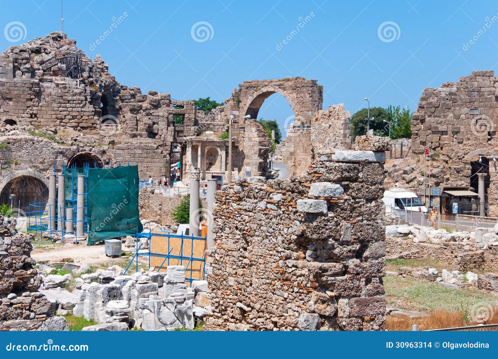 The Ruins of Ancient City of Side, Turkey Stock Photo - Image of rocks ...