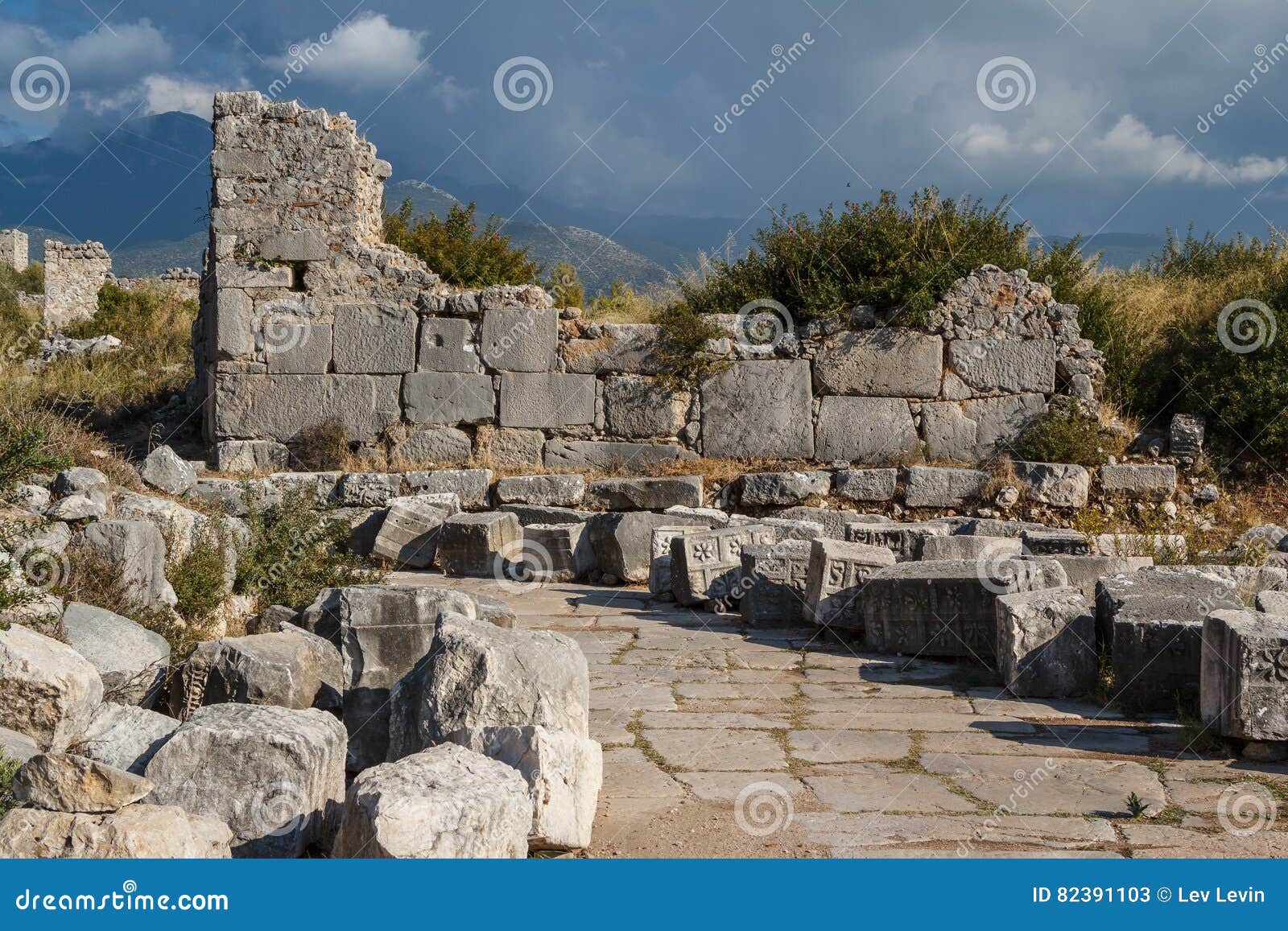 Ruins of the Ancient City Xantos Stock Image - Image of culture, roman ...