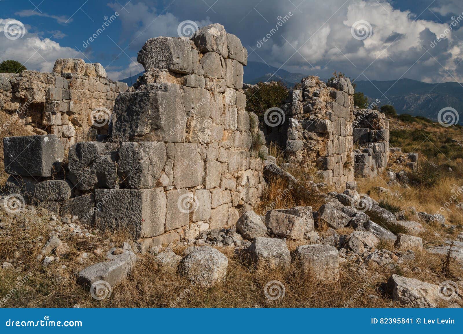 Ruins of the Ancient City Xantos Stock Image - Image of mountain ...