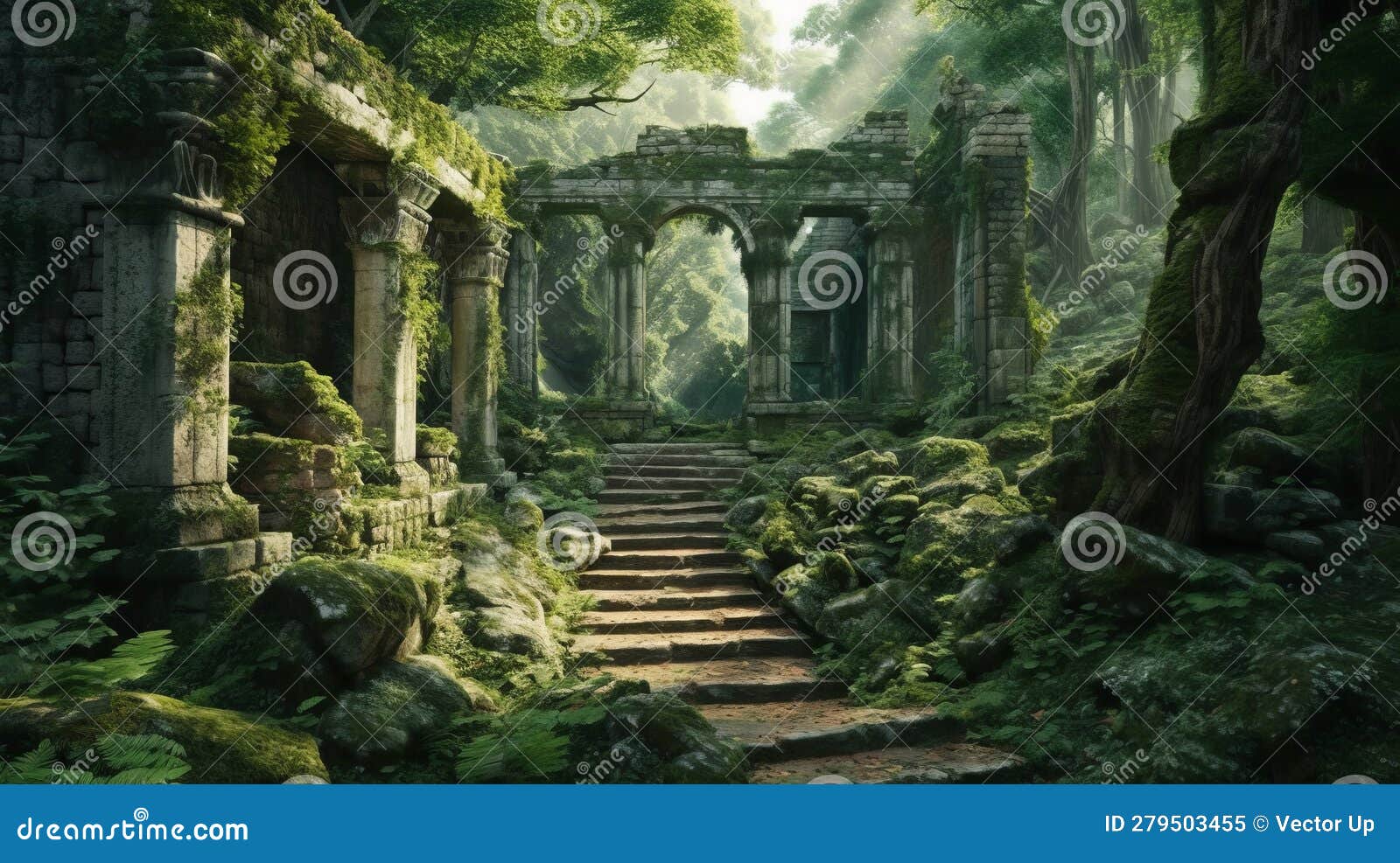 Ruins of an Ancient Civilization in the Forest. Generative AI Stock ...