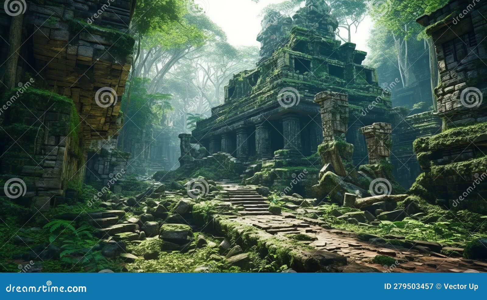 Ruins of an Ancient Civilization in the Forest. Generative AI Stock ...
