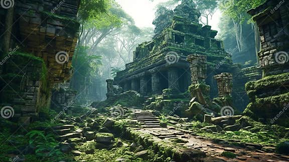 Ruins of an Ancient Civilization in the Forest. Generative AI Stock ...